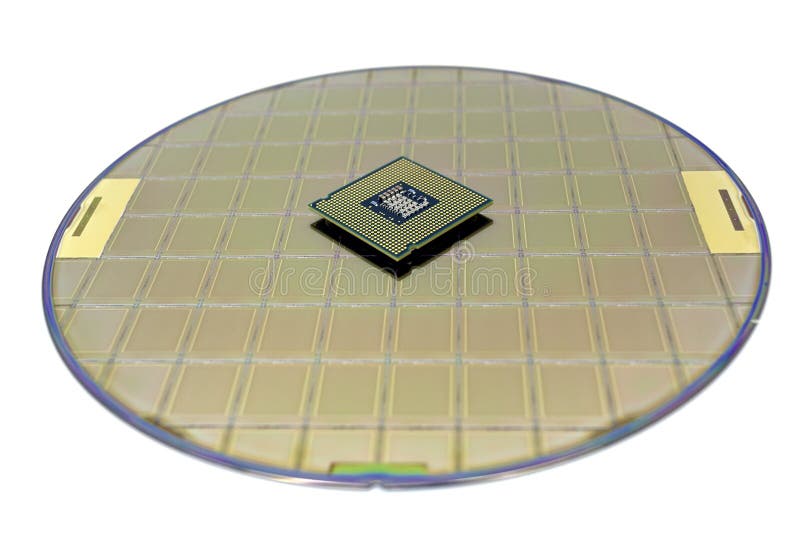 Silicon Wafer with Microchips, Fixed in a Holder with a Steel Frame on ...