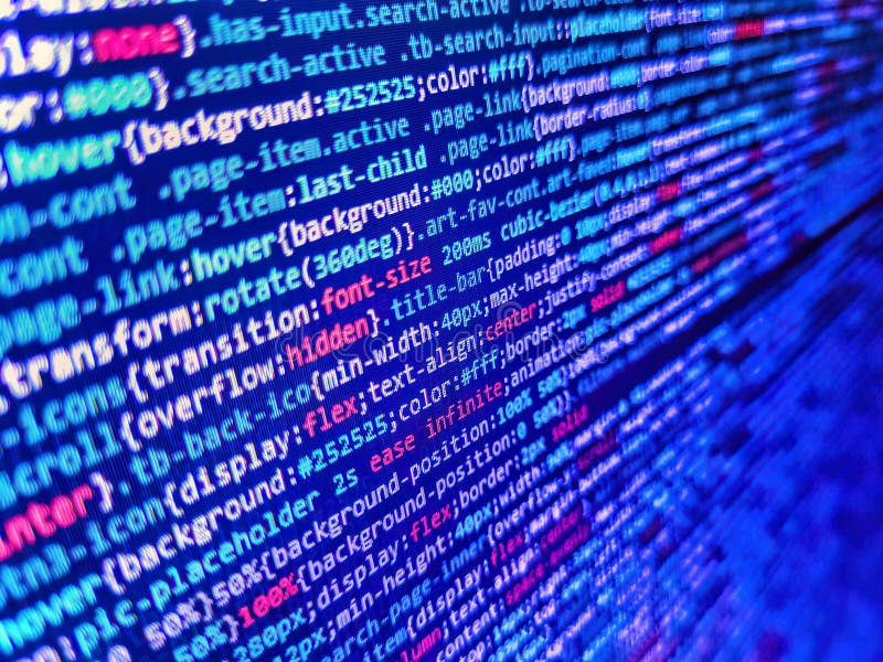Photo of Computer Digital Background. HTML Code on Lcd Screen. Web Developer HTML Code with CSS ...