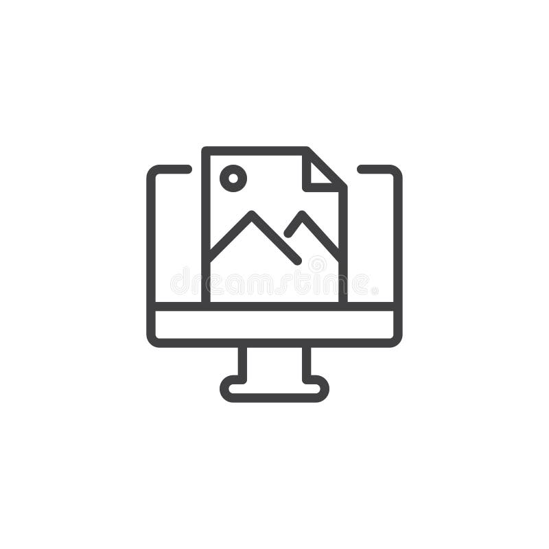 Photo on Computer Screen Outline Icon Stock Vector - Illustration of ...