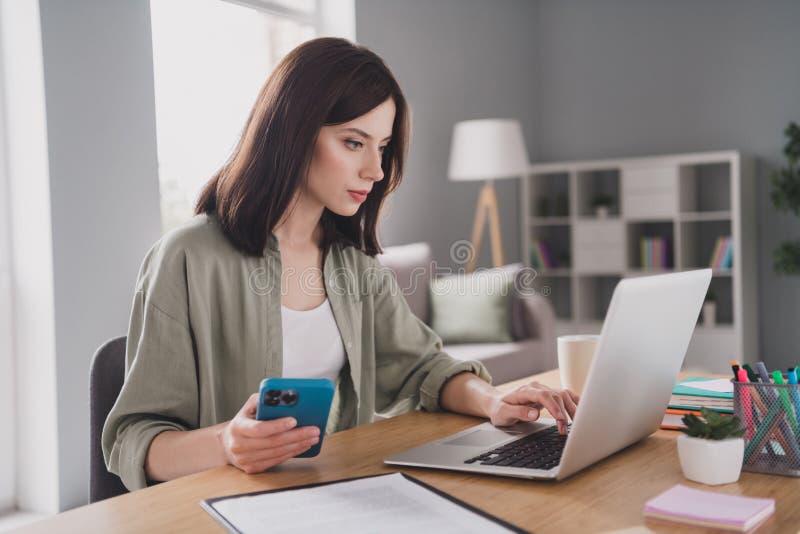 Photo of Concentrated Focused Lady Hacker Write Server Program Code ...