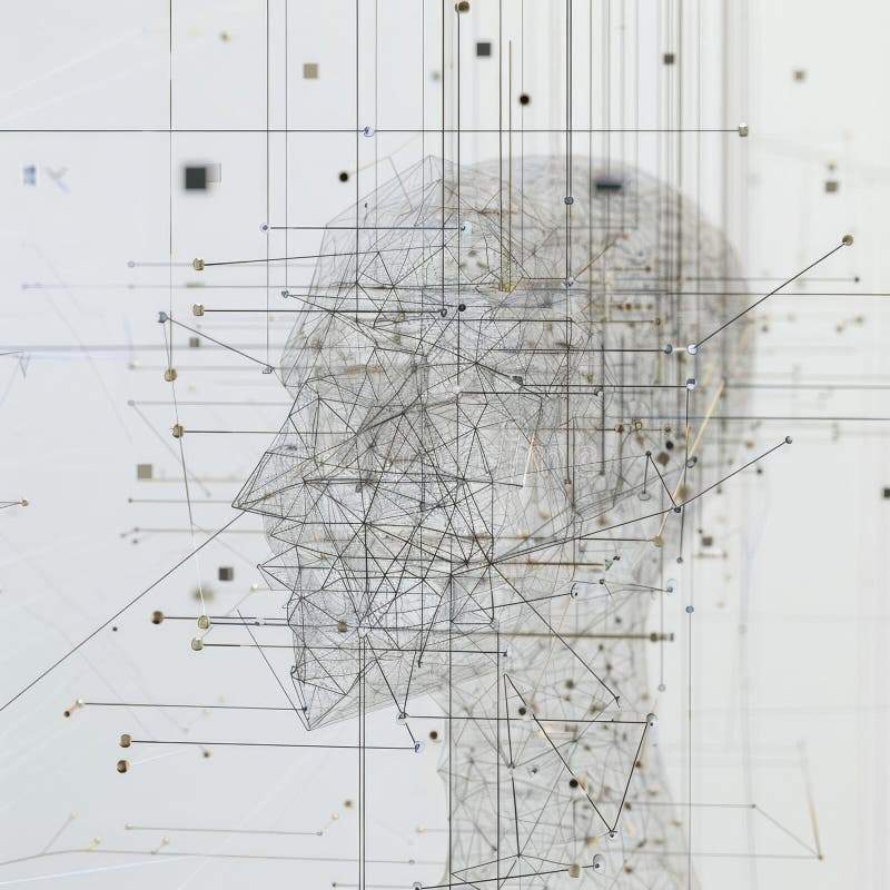 Photo of a Conceptual Framework Diagram with AI Text on a White ...