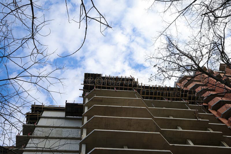Building Construction from Below Stock Image - Image of city, urban ...