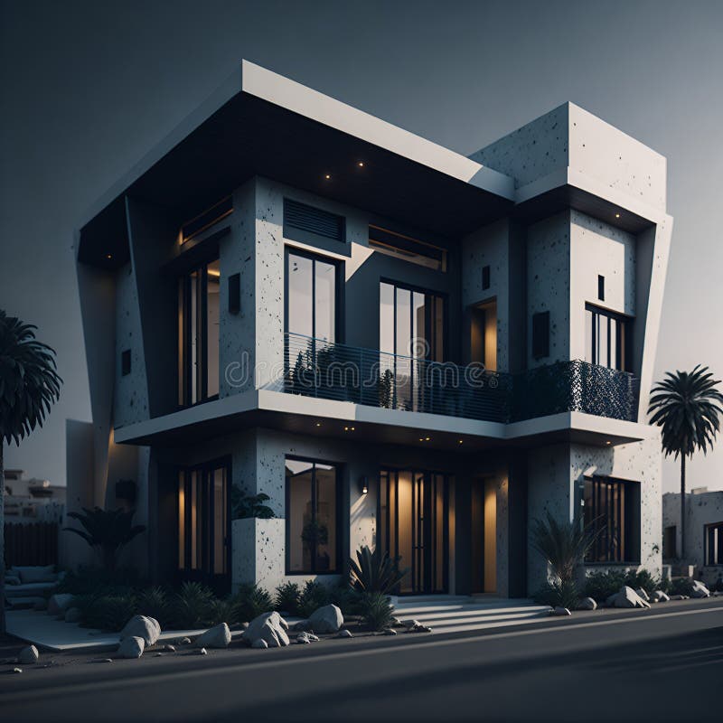 Ai Generated a Contemporary House Featuring Large Windows and Multiple ...