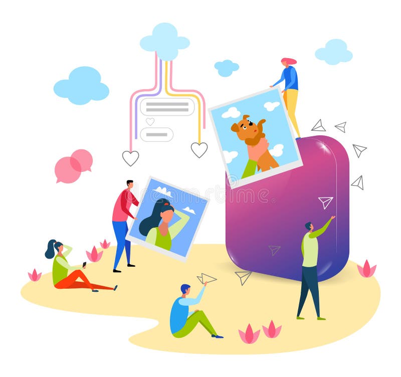 Photo Content, Creative Social Media Concept, Flat Design Vector ...