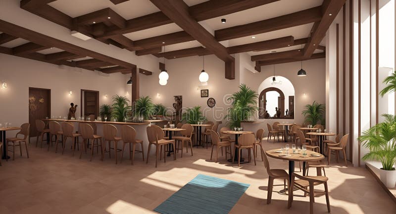 Ai Generated a Cozy and Inviting Restaurant with Lush Greenery and Comfortable Seating Stock ...