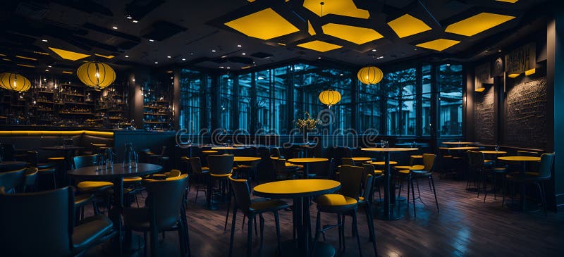 Ai Generated a Cozy Restaurant with Ambient Lighting from Yellow ...