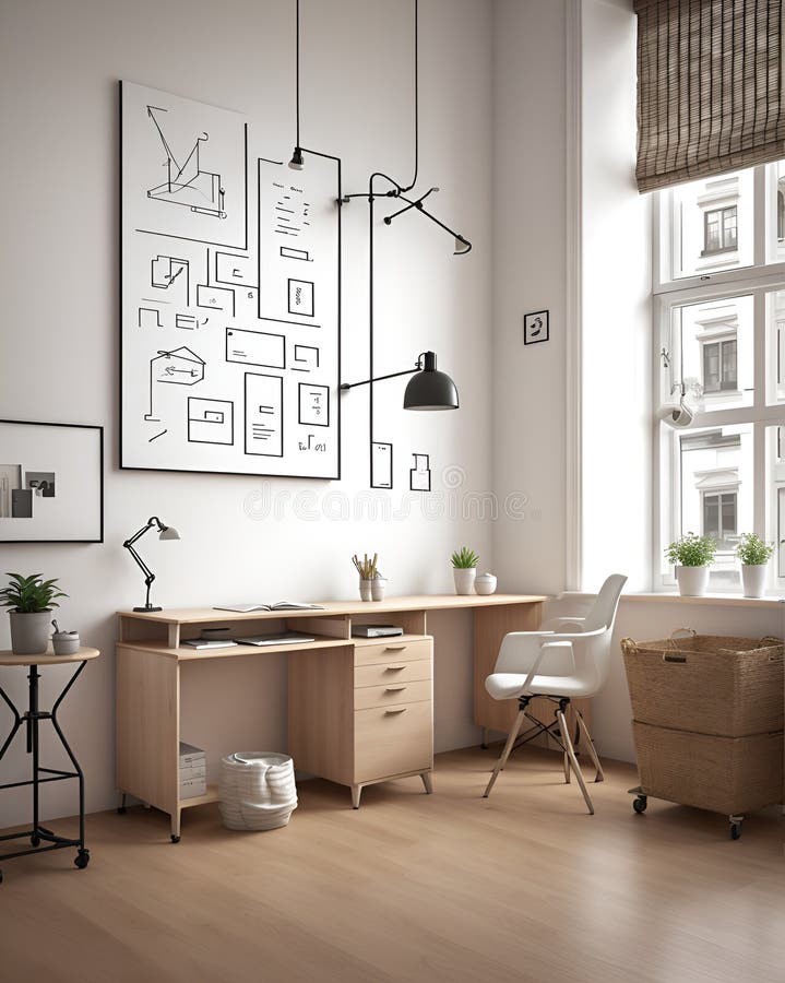 Ai Generated a Cozy Workspace with a View of Nature Stock Illustration ...