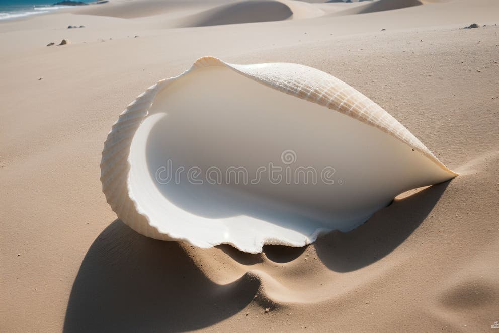 Cracked Seashell in the Sand Under Midday Sun Stock Photo - Image of ...