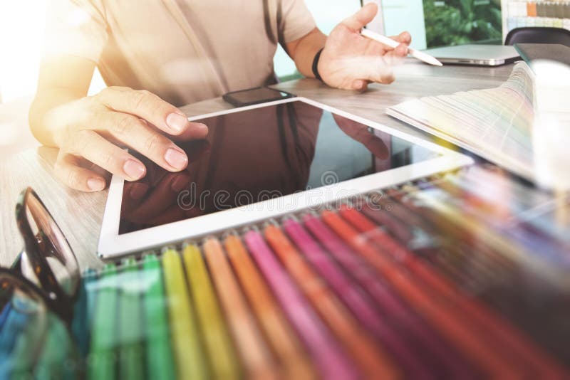 Photo Creative Designer Work Concept. Man Working New Startup P Stock ...