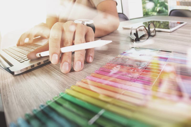 Photo Creative Designer Work Concept. Man Working New Startup P Stock ...