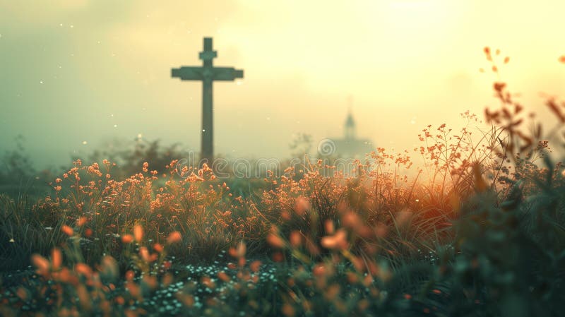 Photo of a Cross in Front of a Catholic Church. Religious Concept ...