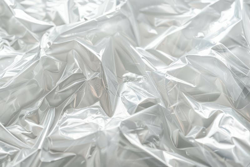Photo of Crumpled Sheet of Polythene Plastic Wrap. Background Texture ...