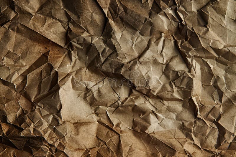 Photo of Crumpled Sheet of Toned Brown Paper. Background Texture for ...