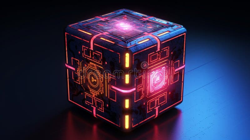 Photo Cube or Box Consists Matrix of Digitsfuturistic Modern ...