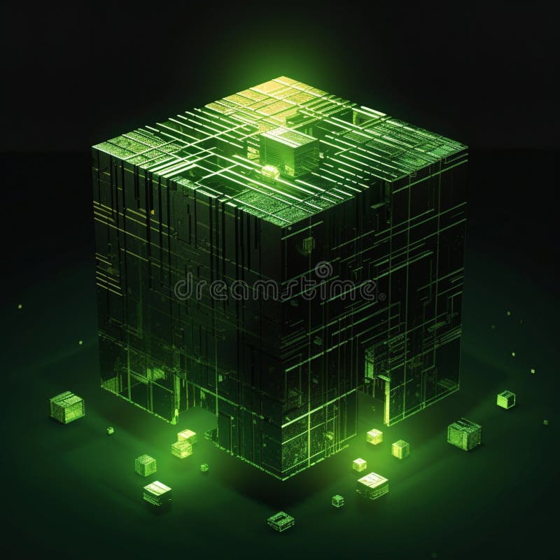 Photo Cube or Box Consists Matrix of Digitsfuturistic Modern ...