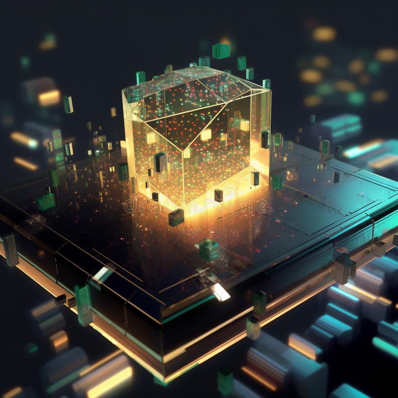 Photo Cube or Box Consists Matrix of Digitsfuturistic Modern ...