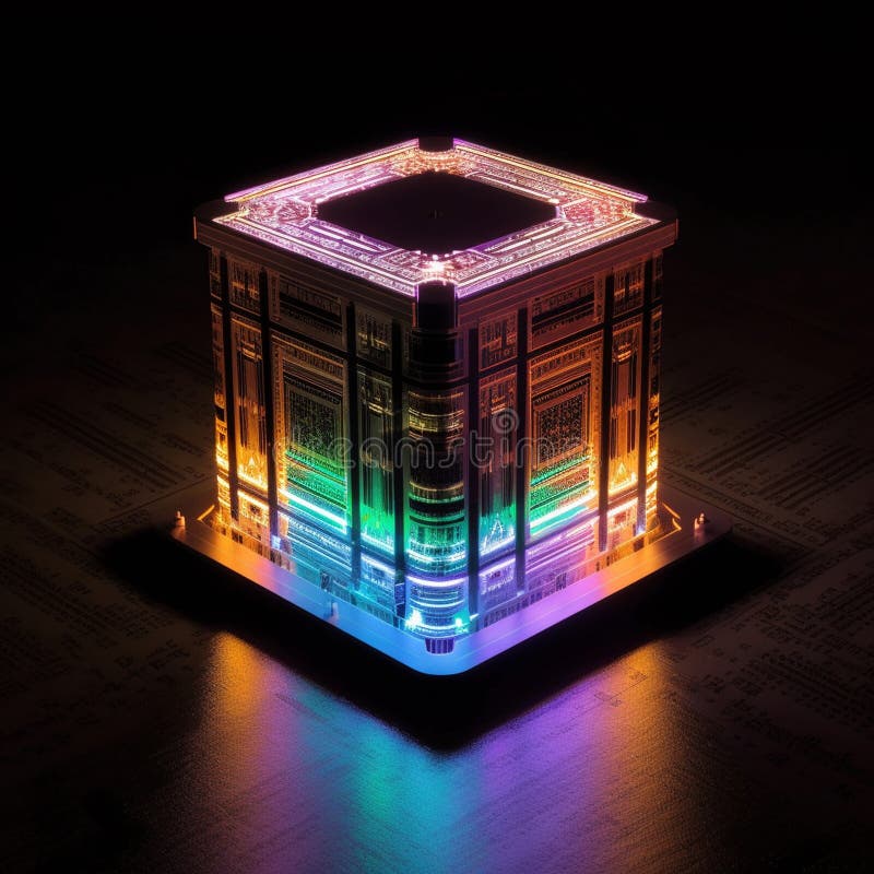 Photo Cube or Box Consists Matrix of Digitsfuturistic Modern ...