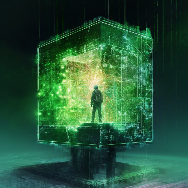 Photo Cube or Box Consists Matrix of Digitsfuturistic Modern ...