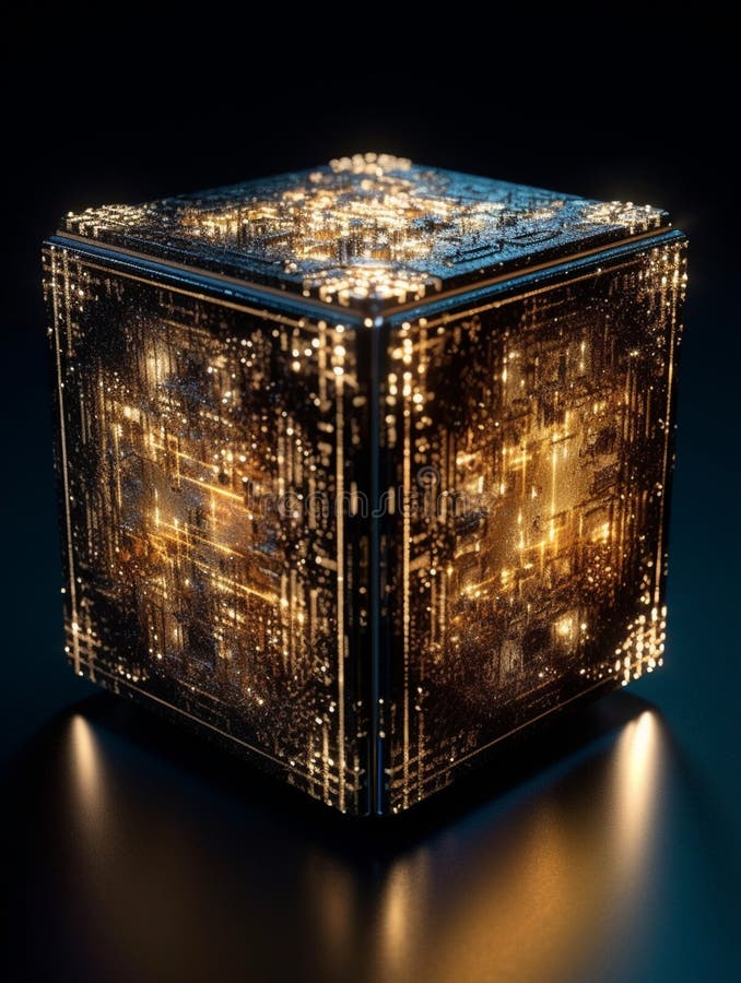 Photo Cube or Box Consists Matrix of Digitsfuturistic Modern ...