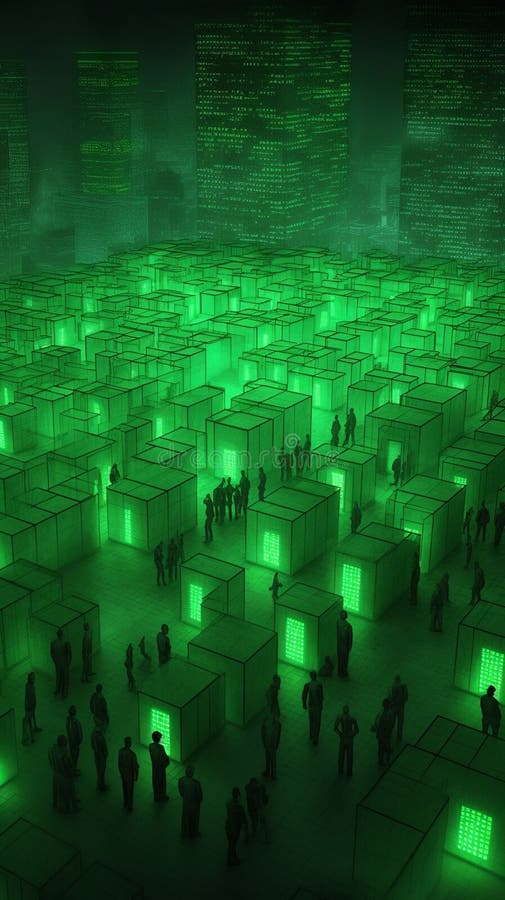 Photo Cube or Box Consists Matrix of Digitsfuturistic Modern ...