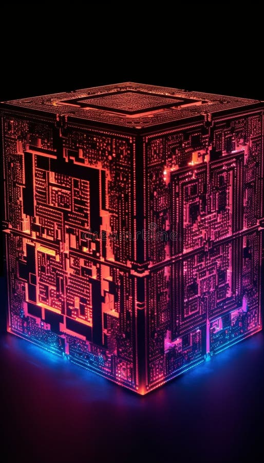 Photo Cube or Box Consists Matrix of Digitsfuturistic Modern ...