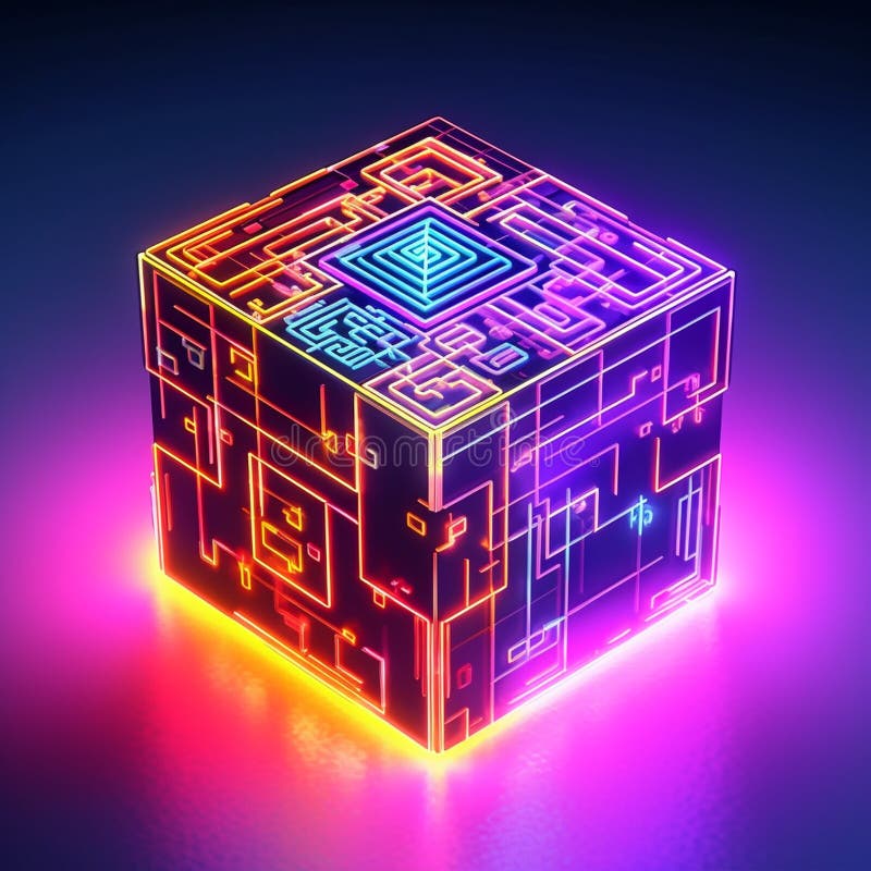 Photo Cube or Box Consists Matrix of Digitsfuturistic Modern ...