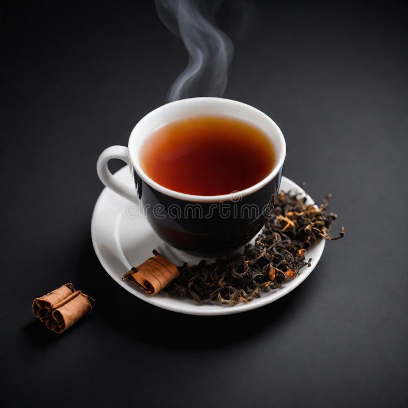 Photo a Cup of Hot Tea Isolated on Dark Background. Stock Illustration ...