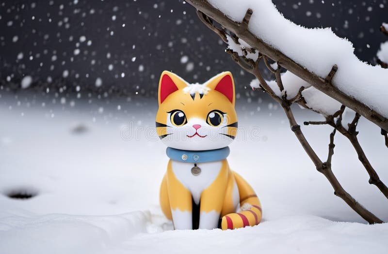 Photo of a Cute Cat in the Snow at 8-10-2024 Stock Illustration ...