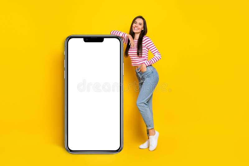Photo of Cute Positive Lady Present Big Placard Banner Board Gadget ... Photo of Cute Positive Lady Present Big Placard Banner Board Gadget ...