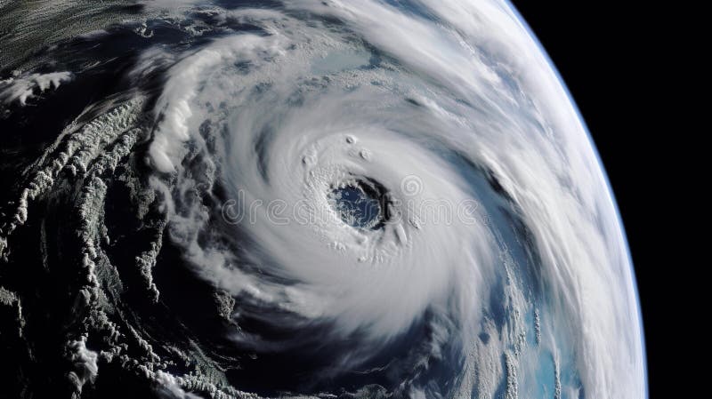 Satellite View of Cyclone Wide View of Earth Generative Ai Stock ...