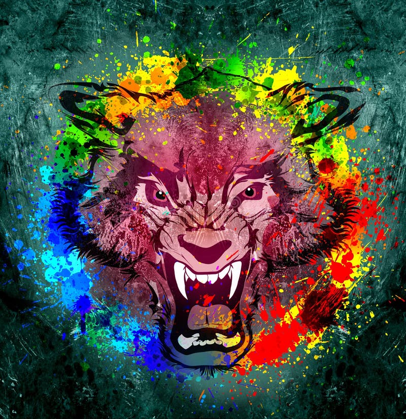 Photo D'art Abstrait Avec Le Loup Illustration Stock - Illustration du ...