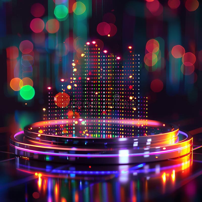 Photo of a 3D Data Monitoring Icon with a Bright Multicolor Holographic ...