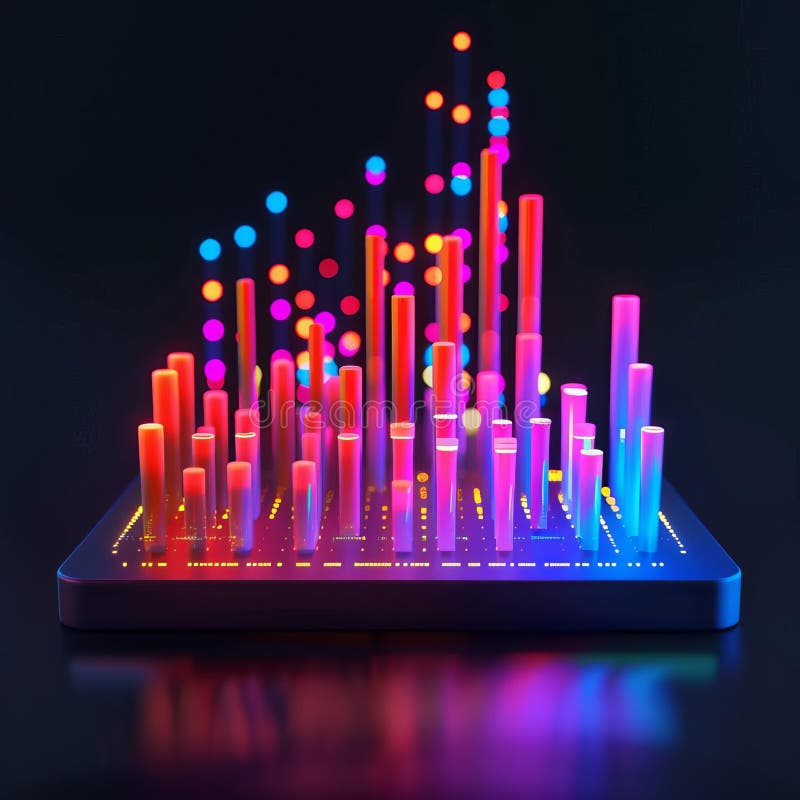 Photo of a 3D Data Monitoring Icon with Colorful Gradient Shadows Stock ...