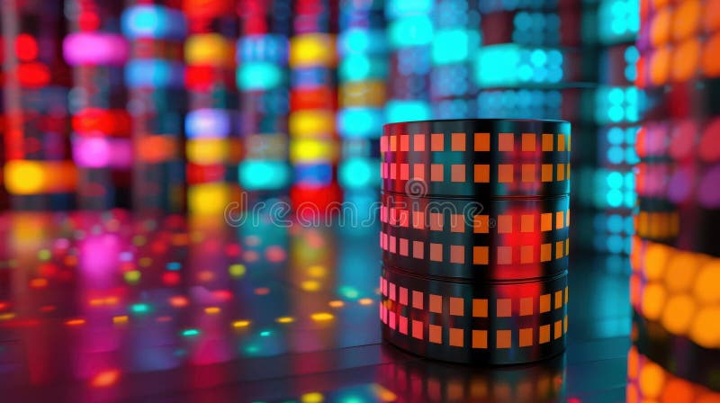 Photo of a 3D Database Management Icon with a Lively Colorful Backdrop ...