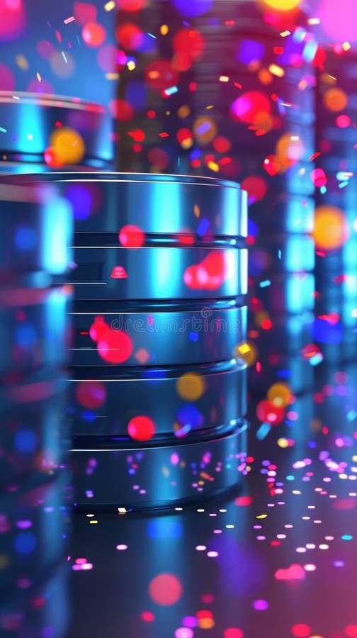 Photo of a 3D Database Management Icon with a Lively Colorful Backdrop ...