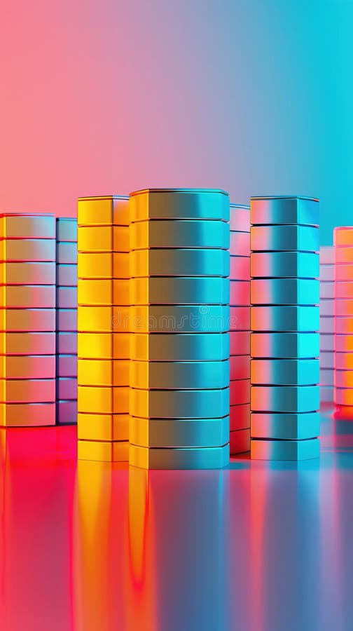 Photo of a 3D Database Management Icon with a Lively Colorful Backdrop ...