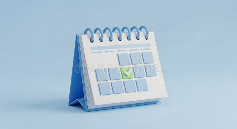 3D Rendering of a Calendar with a Check Mark Stock Illustration ...