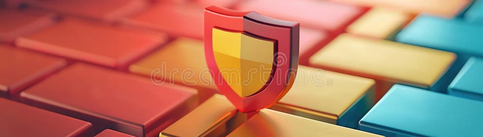 Photo of a 3D Risk Management Badge on a Colorful Patterned Backdrop ...
