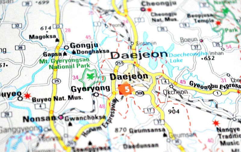 A Photo of Daejeon on a Map Stock Photo - Image of blur, location ...