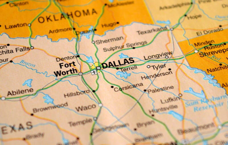 A photo of Dallas on a map stock image. Image of macro - 128105053