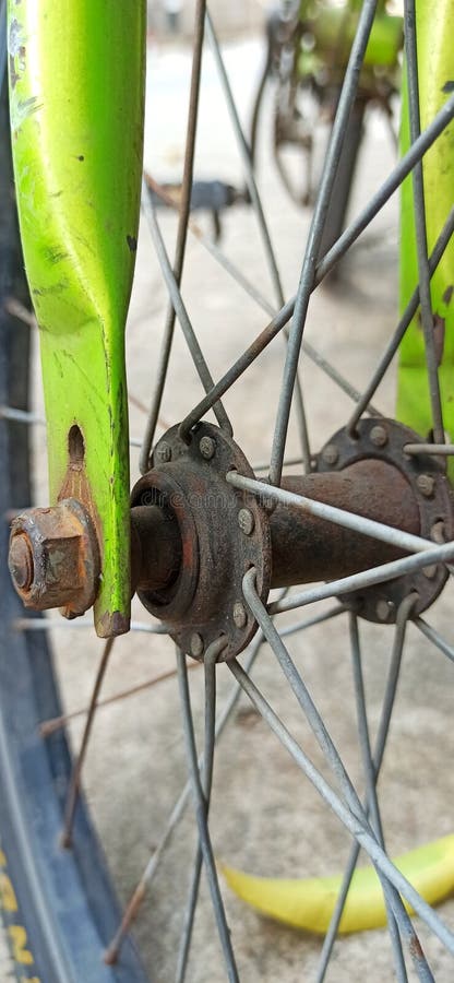 Rusty bicycle wheels stock photo. Image of crash, destruction - 343794568