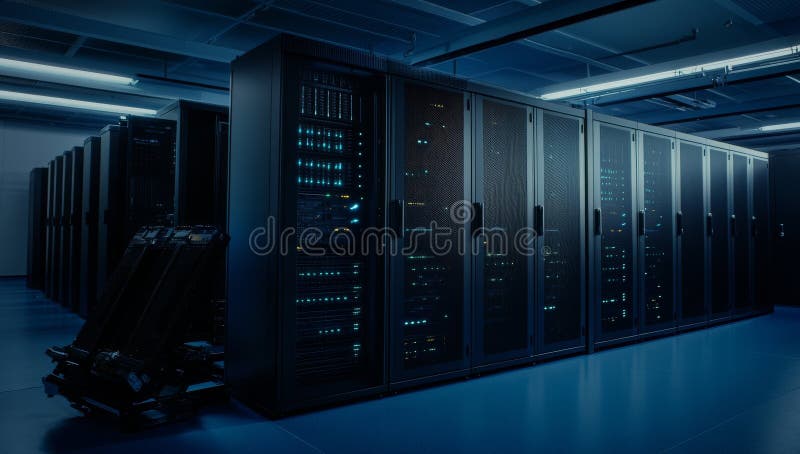 The Photo Data Center S Server Room is a Hub of Modern Powerful Metallic Machinery, Complete ...