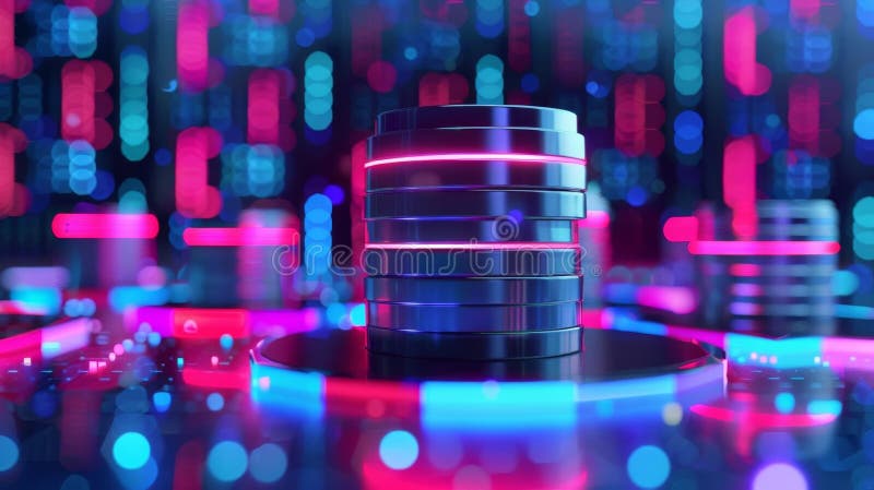 3 Photo of a Database Management Icon in 3D with a Bright, Colorful ...