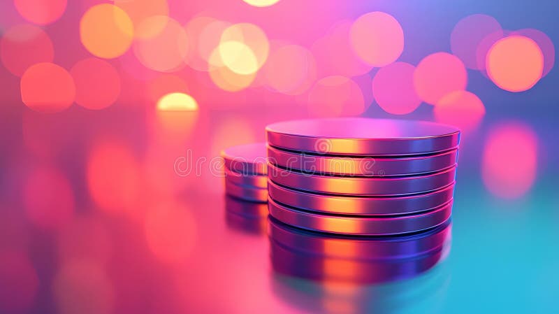 3 Photo of a Database Management Icon in 3D on a Colorful Abstract ...