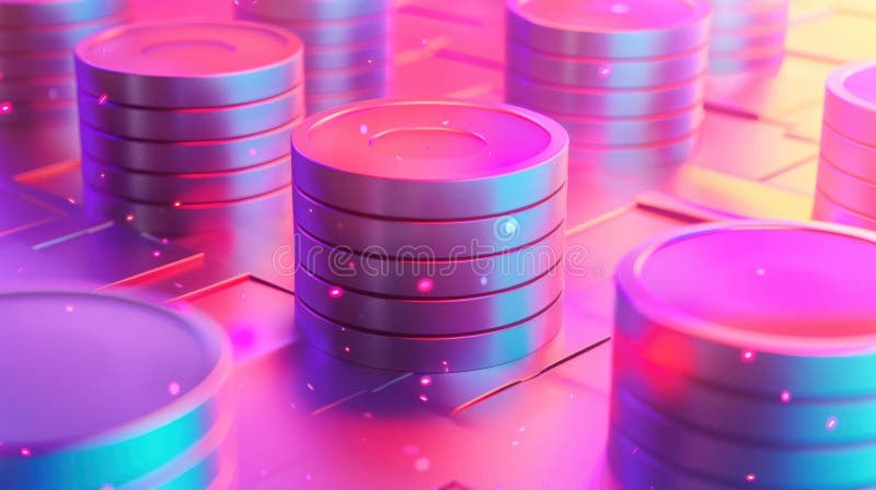 Photo of a Database Management Icon in 3D on a Dynamic Colorful ...