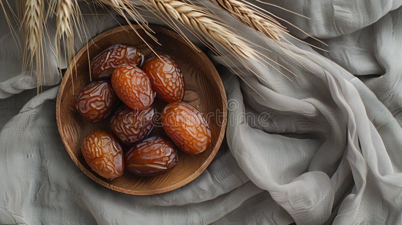 Photo of Dates on a Wooden Plate, Generative AI Stock Illustration ...