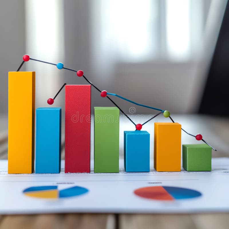 Photo of Declining Bar Graph and Pie Charts - Business Performance ...