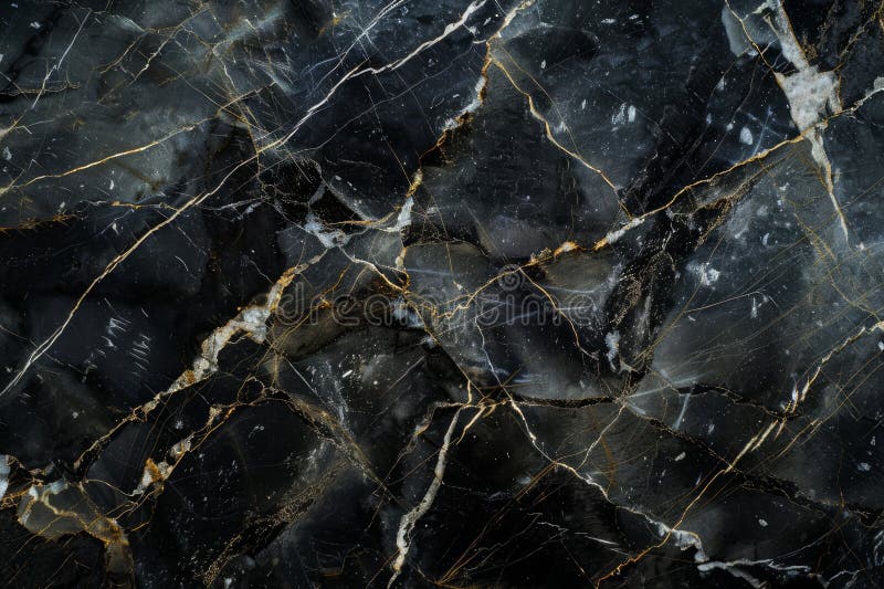 Photo of Deep Black Marble Pattern with White Veins. Background Texture ...