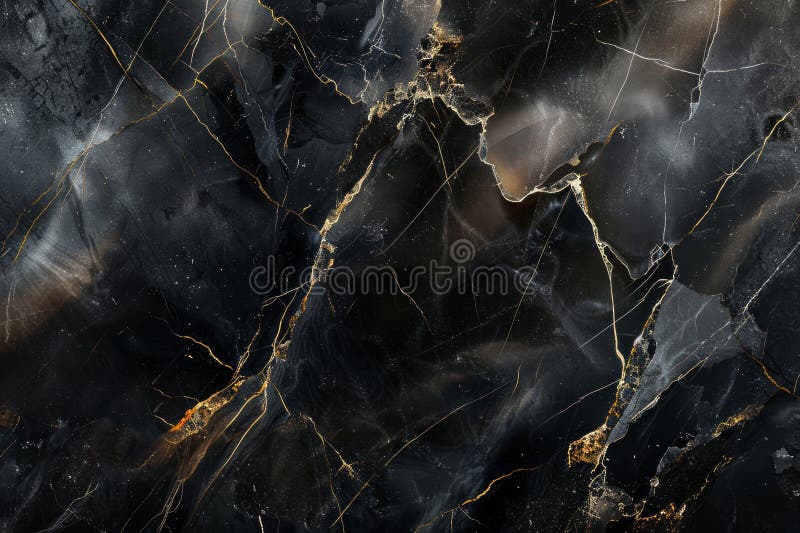 Photo of Deep Black Marble Pattern with White Veins. Background Texture ...