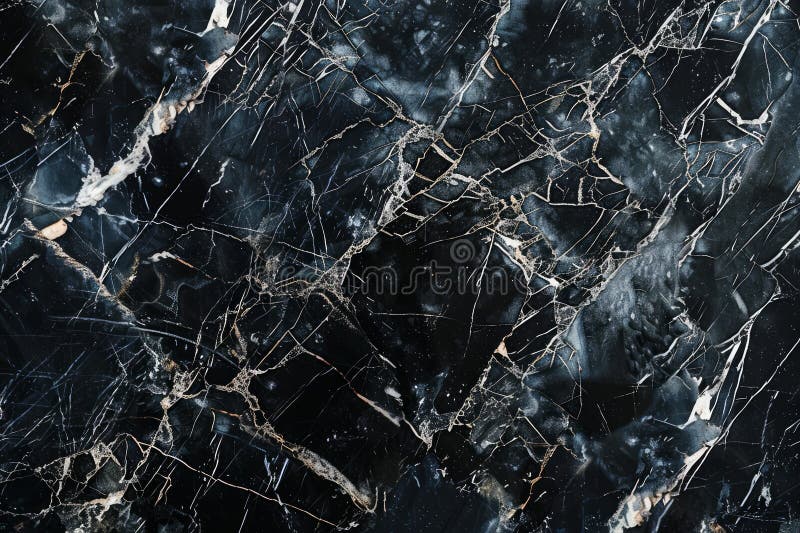 Photo of Deep Black Marble Pattern with White Veins. Background Texture ...
